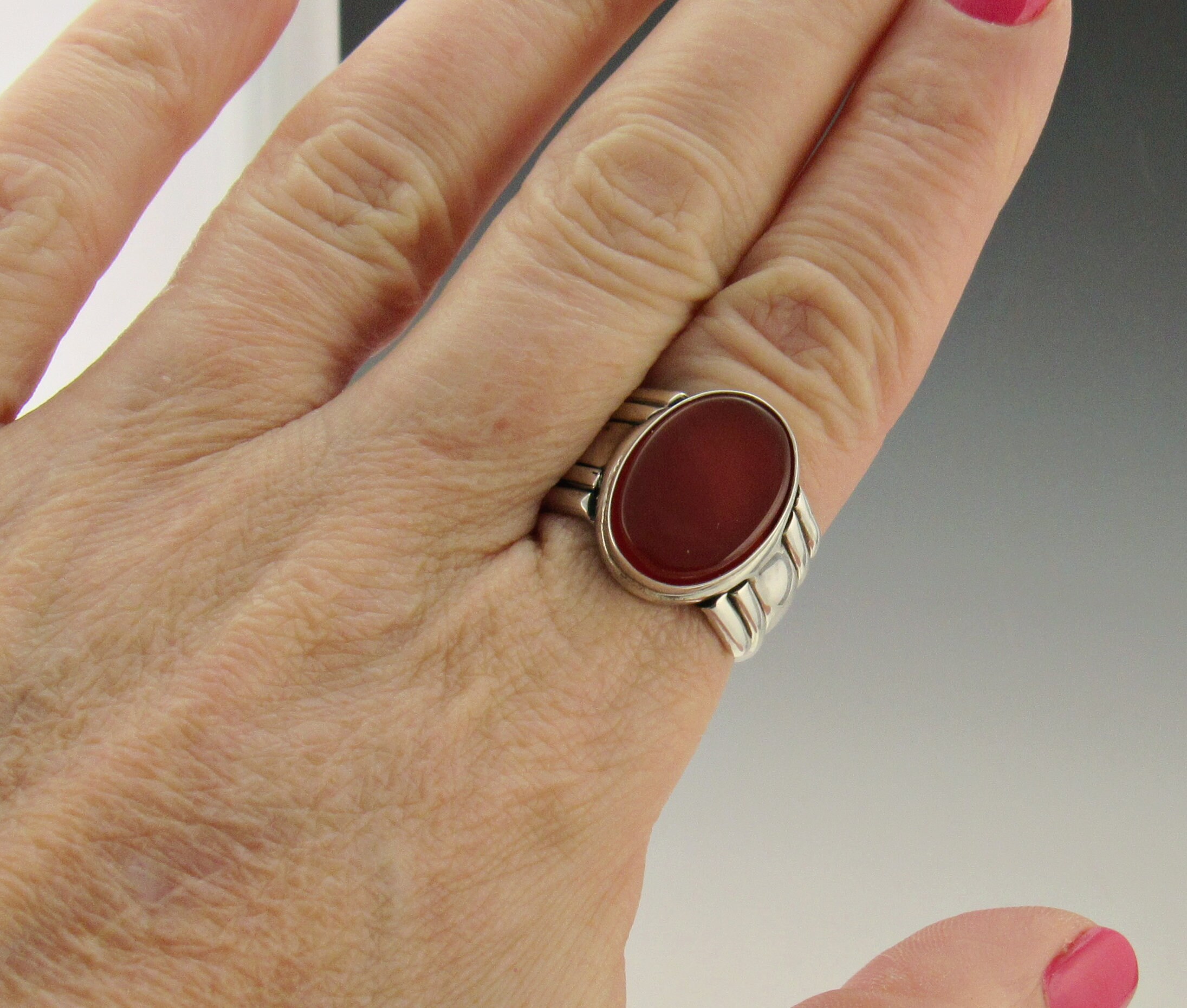 Sterling Silver Large Jade Ring Handmade One of a kind | Etsy