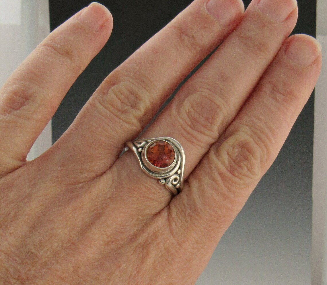 Sterling Silver Orange Azotic Topaz Ring Handmade One of a - Etsy