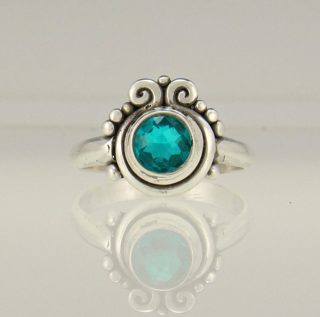 Sterling Silver Ring With 6 Mm Faceted Quartz Doublet, Size 8, Handmade ...