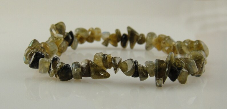 Labradorite Chip Bead Stretch Bracelet Colorful Labradorite - Etsy