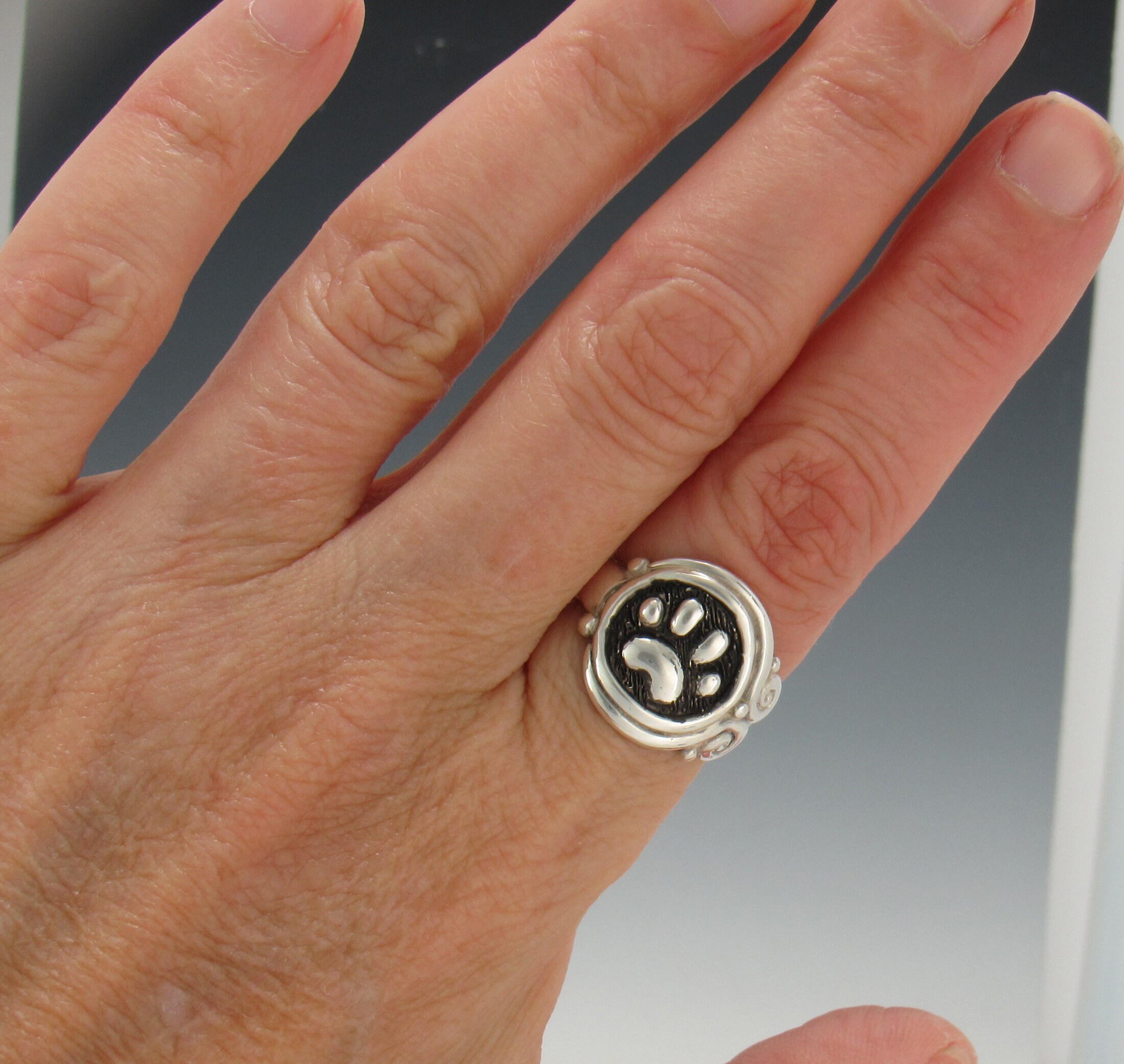 Sterling Silver Paw Print Ring Handmade One of a Kind Artisan | Etsy