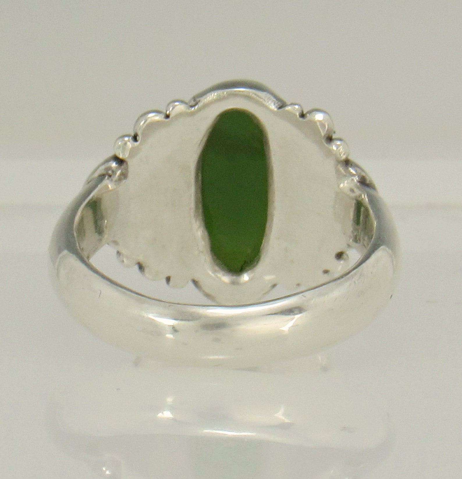 Sterling Silver 7x13 Jade Ring- Handmade One of a Kind Artisan Ring ...