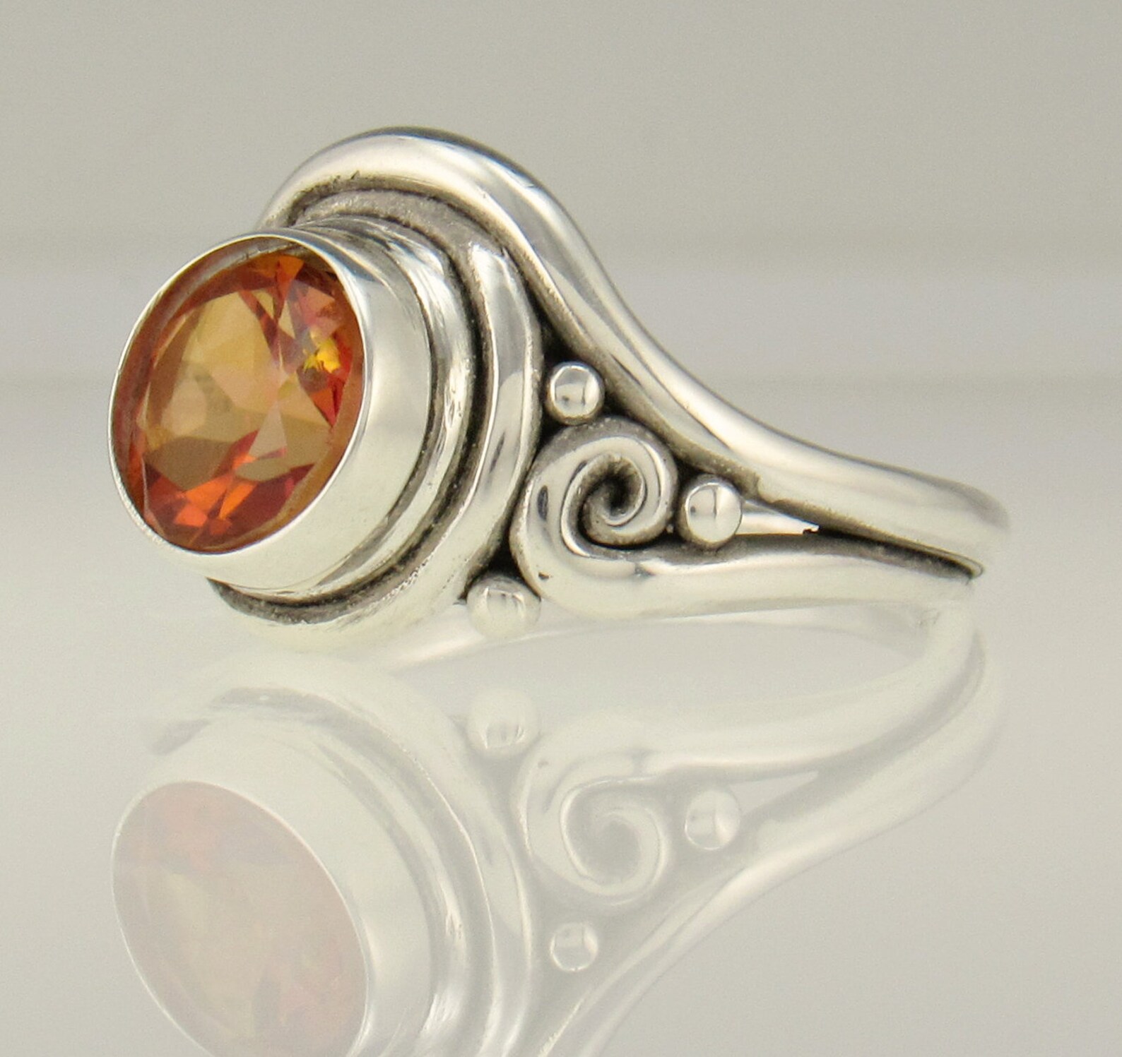 Sterling Silver Orange Azotic Topaz Ring Handmade One of a - Etsy