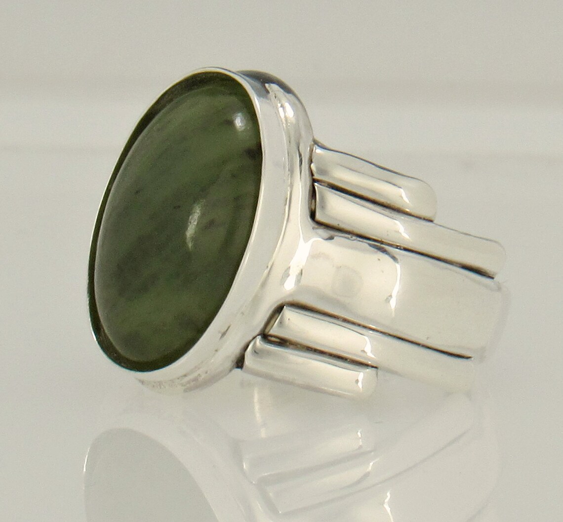 Sterling Silver Large Jade Ring Handmade One of a Kind - Etsy