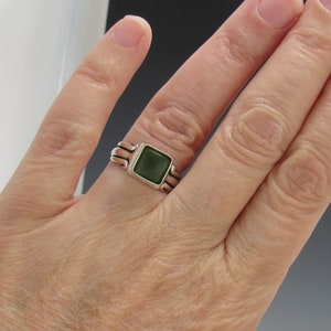 Sterling Silver 8 Mm Square Jade Ring, Size 8+ Handmade One of a Kind ...