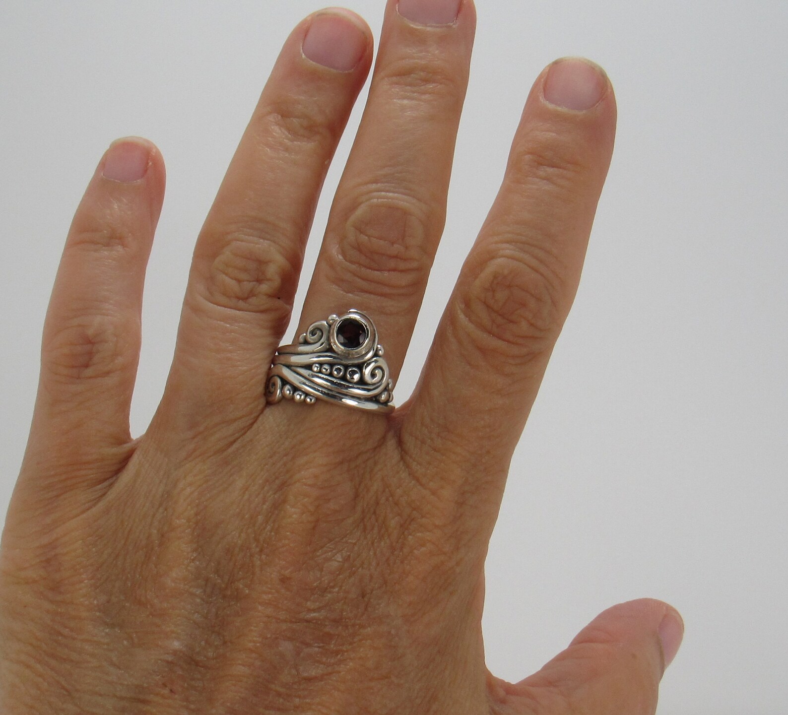 Sterling Silver Ring With 5 Mm Grape Garnet Handmade One of a - Etsy