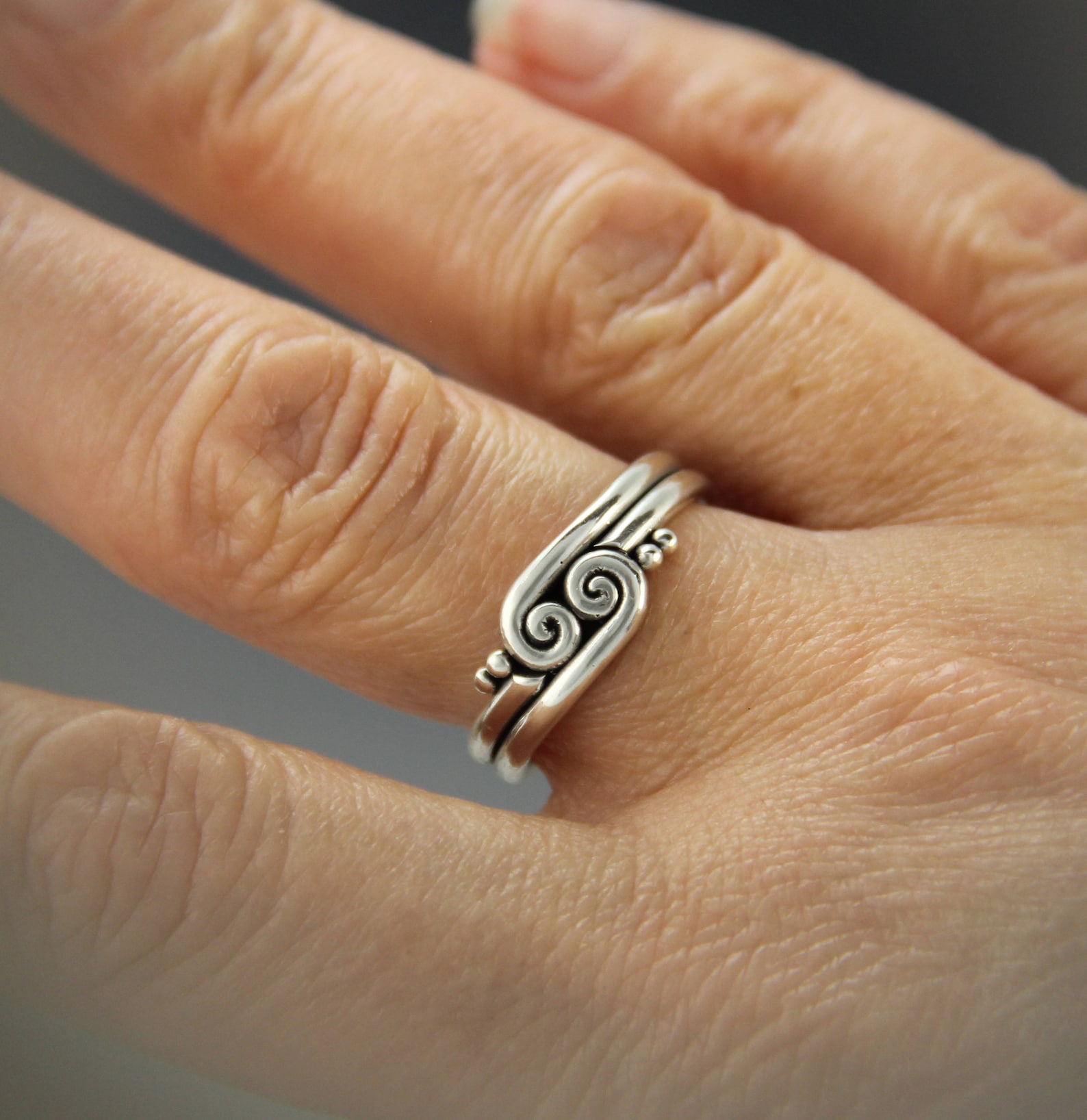 Sterling Silver Swirl Band Handmade One of a Kind Artisan | Etsy