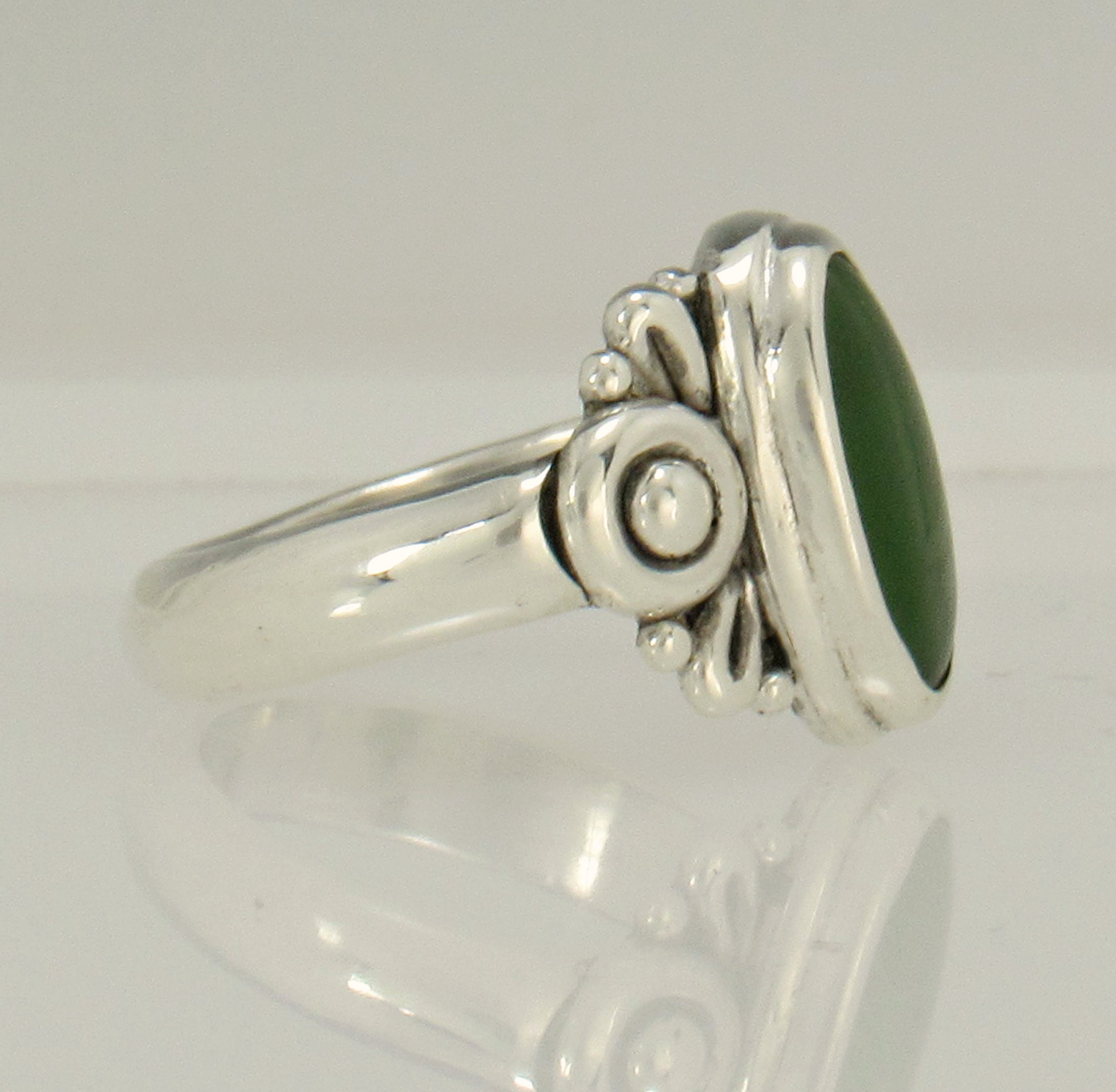 Sterling Silver 7x13 Jade Ring- Handmade One of a Kind Artisan Ring ...