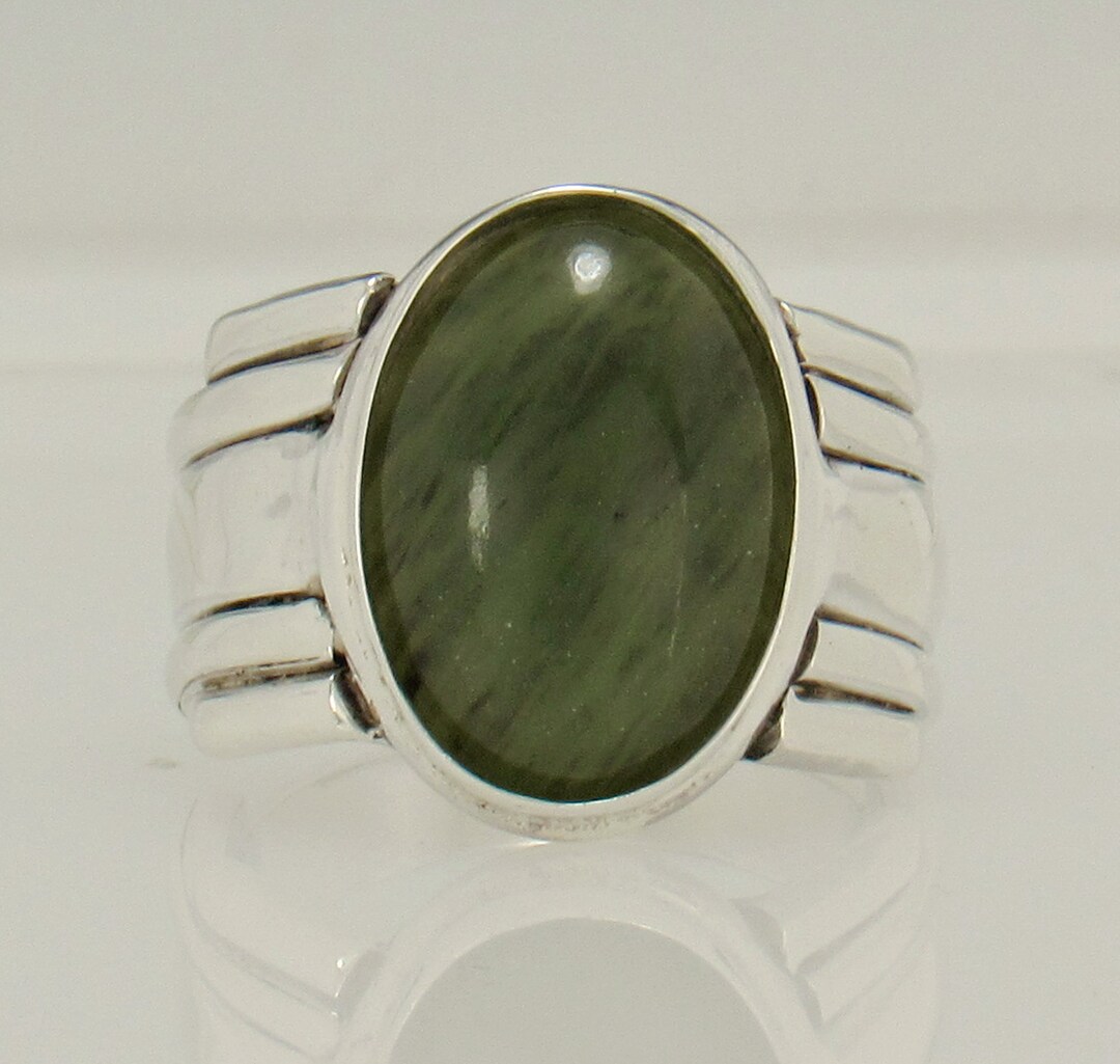 Sterling Silver Large Jade Ring- Handmade One of a Kind Artisan Ring ...