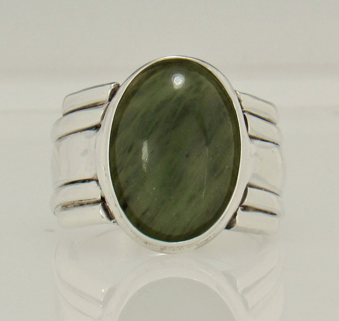 Sterling Silver Large Jade Ring Handmade One of a Kind - Etsy