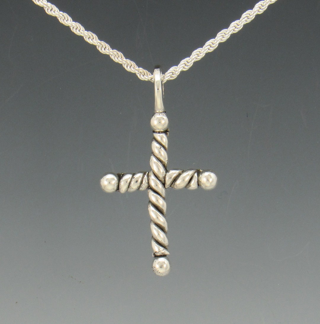 Sterling Silver Twisted Cross Pendant With 18 SS Chain - Etsy