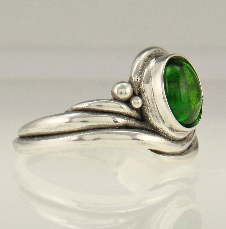 Sterling Silver Ring with 6 x 8 mm Chrome Diopside Cabochon | Etsy