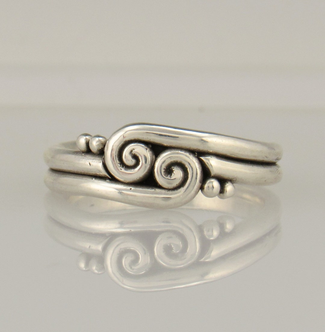 Sterling Silver Swirl Band- Handmade One of a Kind Artisan Ring Made in ...