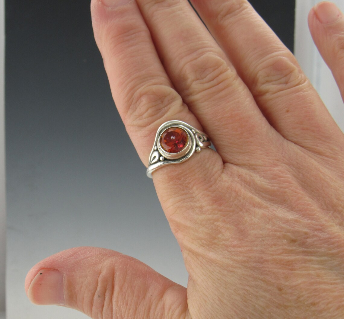Sterling Silver Orange Azotic Topaz Ring Handmade One of a - Etsy