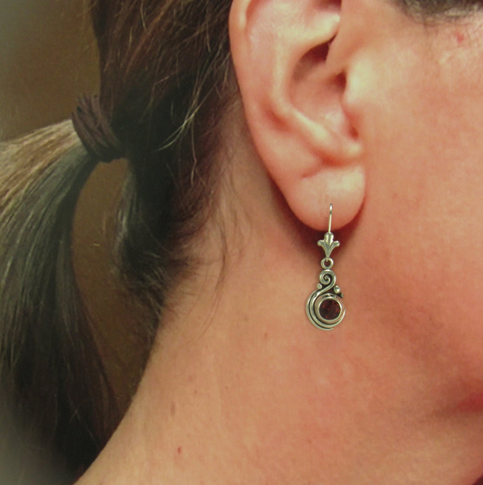 Sterling Silver 6 Mm Round Garnet Earrings Handmade One of a - Etsy