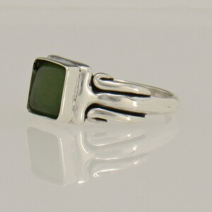 Sterling Silver 8 Mm Square Jade Ring, Size 8+ Handmade One of a Kind ...