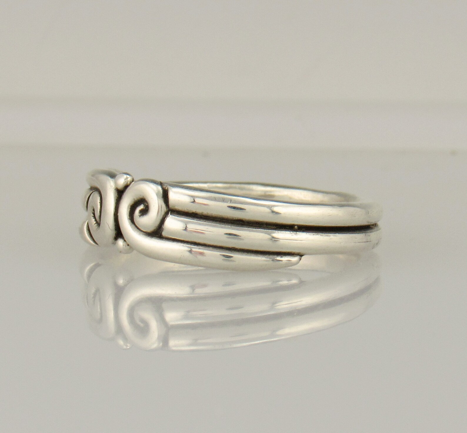 Sterling Silver Swirl Band One of a Kind Artisan Ring Made in - Etsy