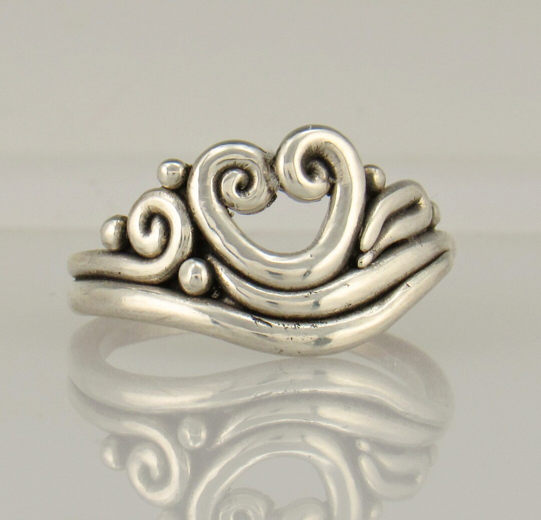 Sterling Silver Heart Ring- Handmade One of a Kind Artisan Ring Made in ...