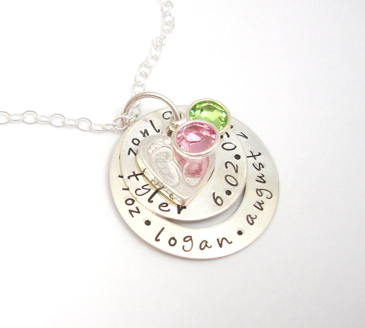 The NEWBORN NECKLACE in Large .... New Mommy Sterling Silver .... Baby ...