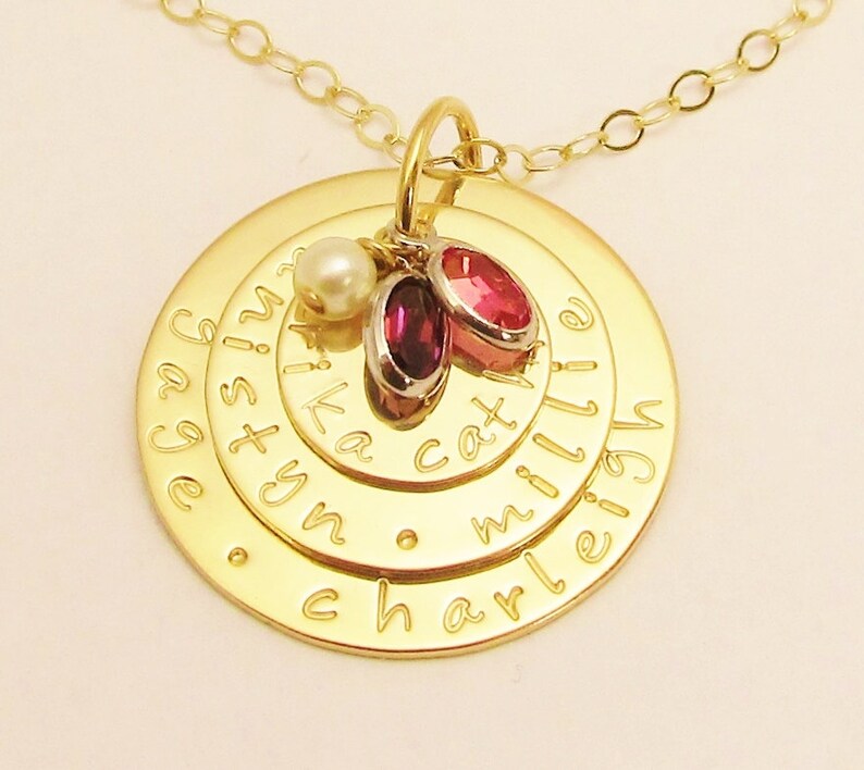 The Nana Necklace 14k Gold Hand Stamped Personalized Jewelry Mom