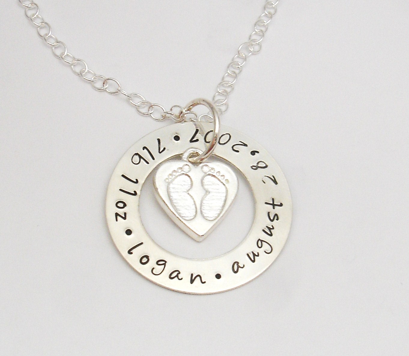 The NEWBORN NECKLACE in Large .... New Mommy Sterling Silver .... Baby ...