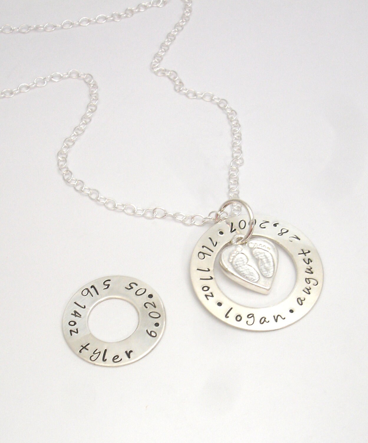 The NEWBORN NECKLACE in Large .... New Mommy Sterling Silver .... Baby ...