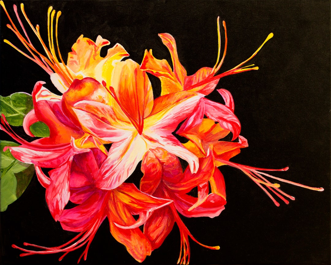 Flame Azaleas Wildflower Printable Wall Art of Original Painting ...