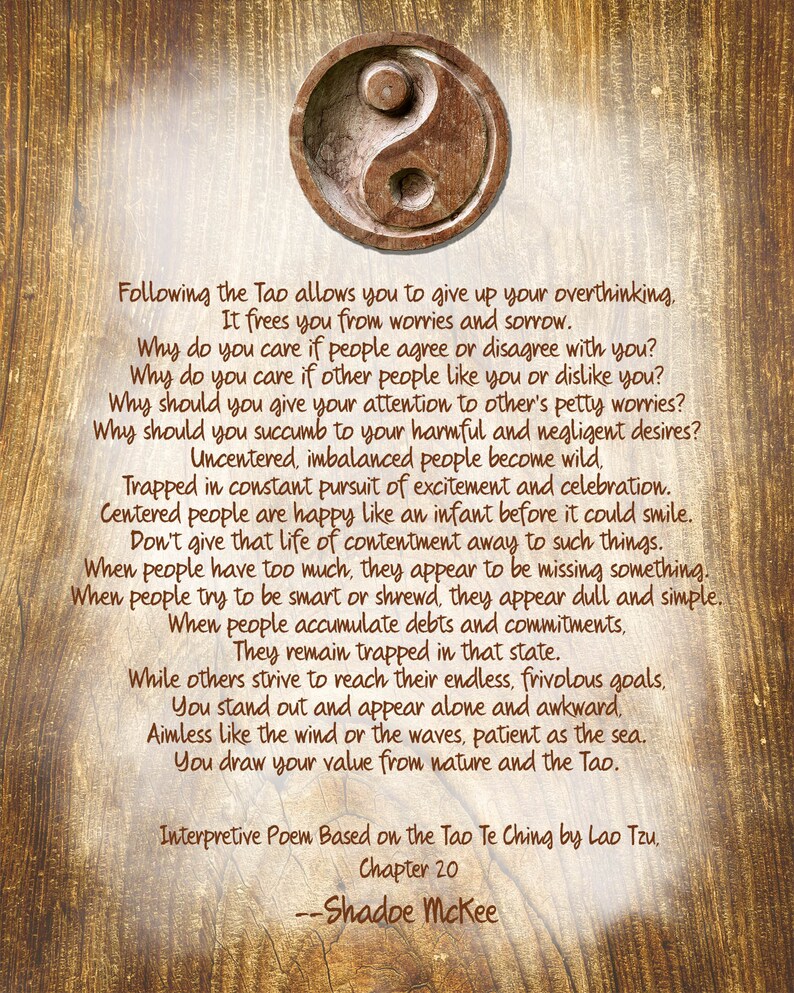 Poem From the Tao CH 20, Printable Wall Art, Modern Interpretation of ...