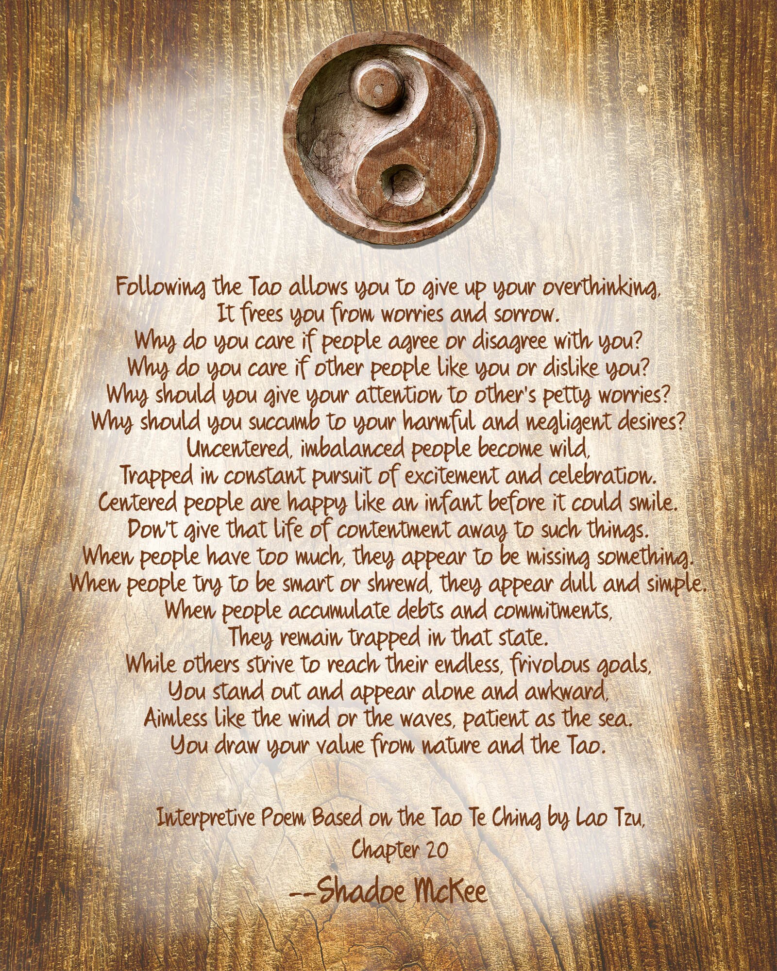 Poem From the Tao CH 20, Printable Wall Art, Modern Interpretation of ...