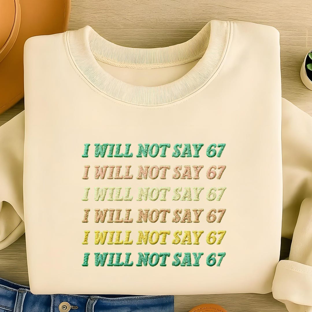 67 Write Lines Meme Embroidery Design, Funny Six Seven Machine ...