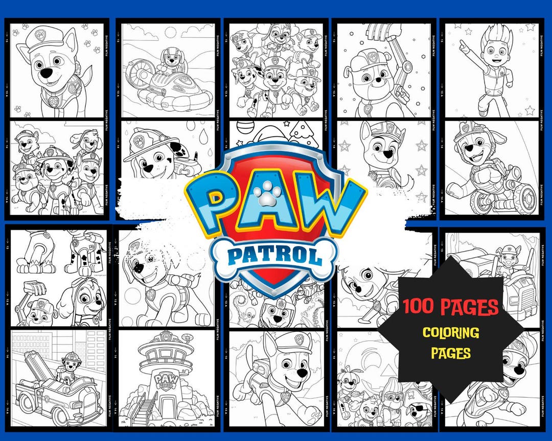 Paw Patrol Coloring Book for Kids 100 Fun & Easy Coloring Pages ...