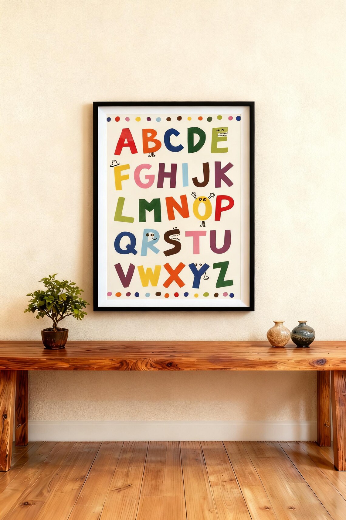 Colorful Alphabet Wall Art for Kids – ABC Poster for Nursery, Playroom ...