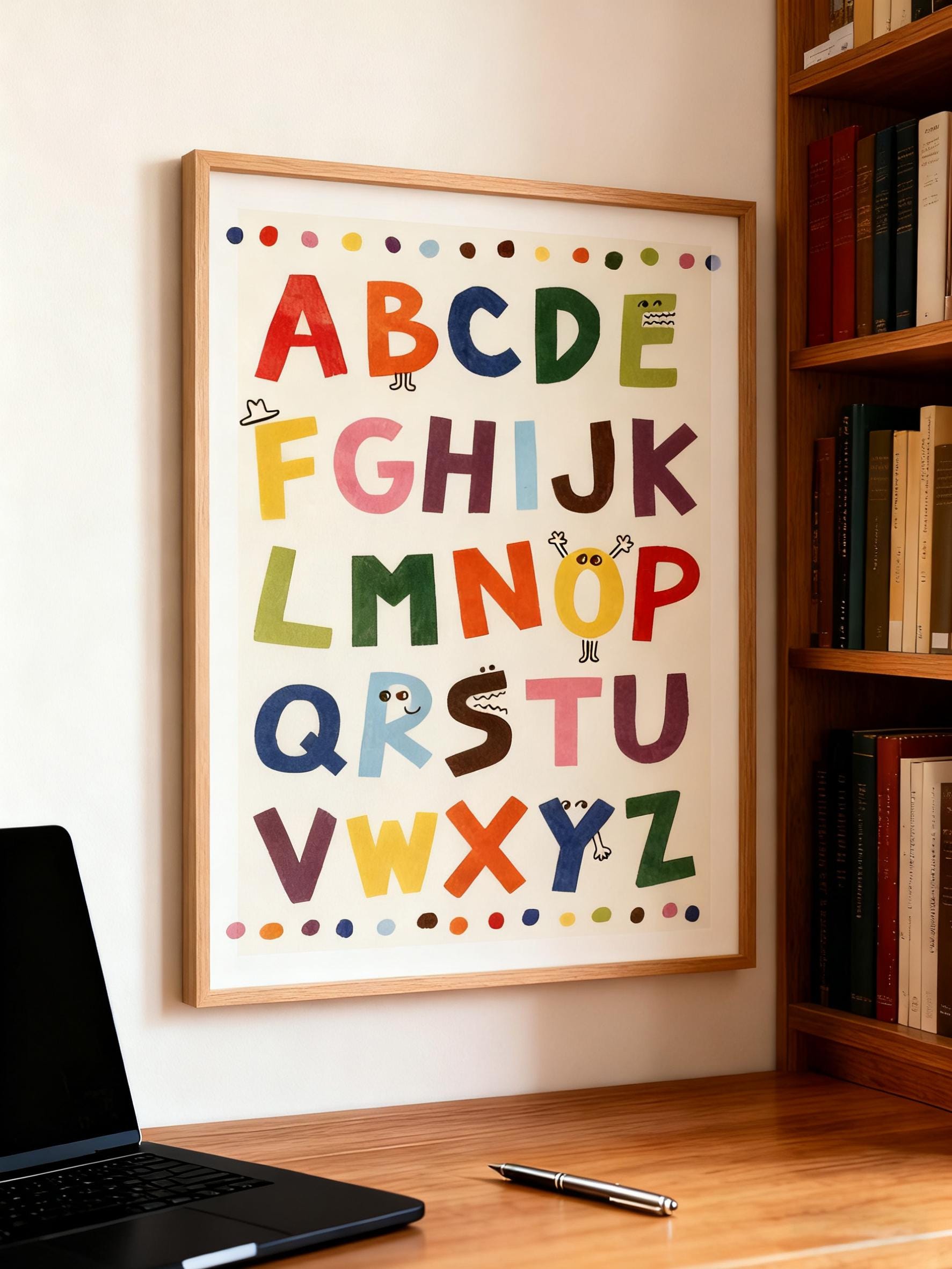 Colorful Alphabet Wall Art for Kids – ABC Poster for Nursery, Playroom ...