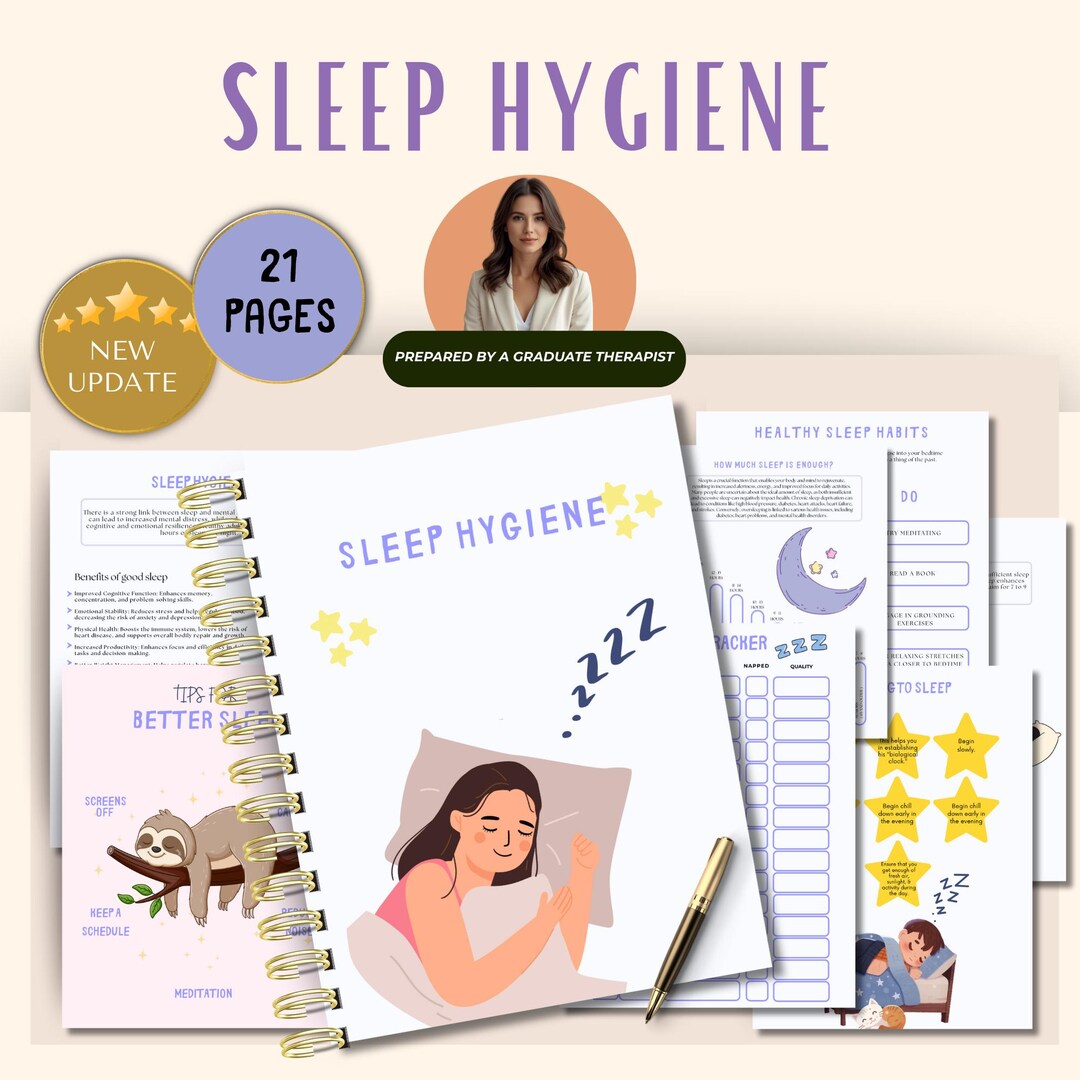 Sleep Hygiene Worksheets, Sleep Journal, Sleep Habits, Therapy Office ...