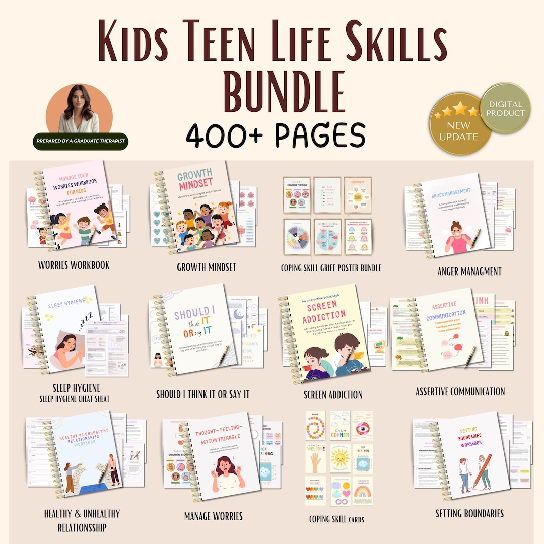 Kids Skills in Life Essential Worksheet Bundle, Therapy Worksheets ...