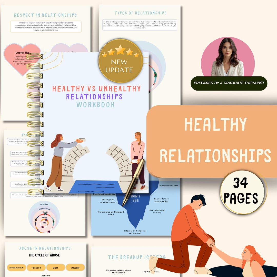 Relationships Workbook Healthy Vs Unhealthy, Anxiety, Teen Therapy ...