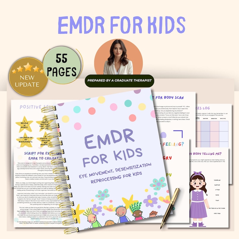 EMDR Therapy Workbook for Kids | Printable Therapy Activities PDF & PNG ...