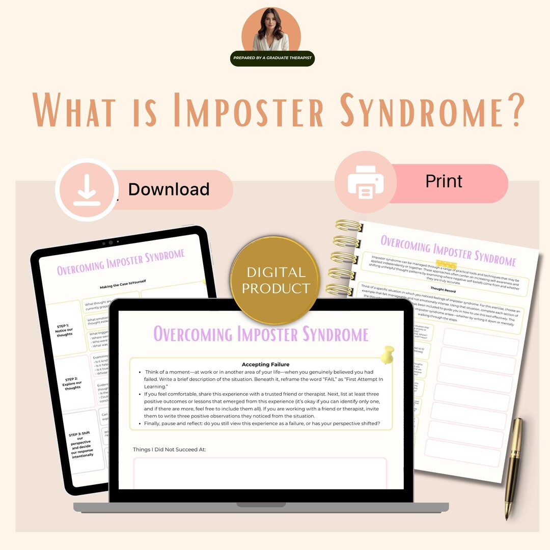 Imposter Personality Imposter Syndrome Workbook, Therapy Worksheet ...