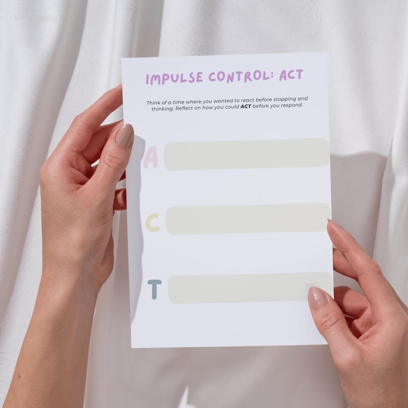 Impulse Control Worksheets for Kids and Teens: Emotional Regulation ...