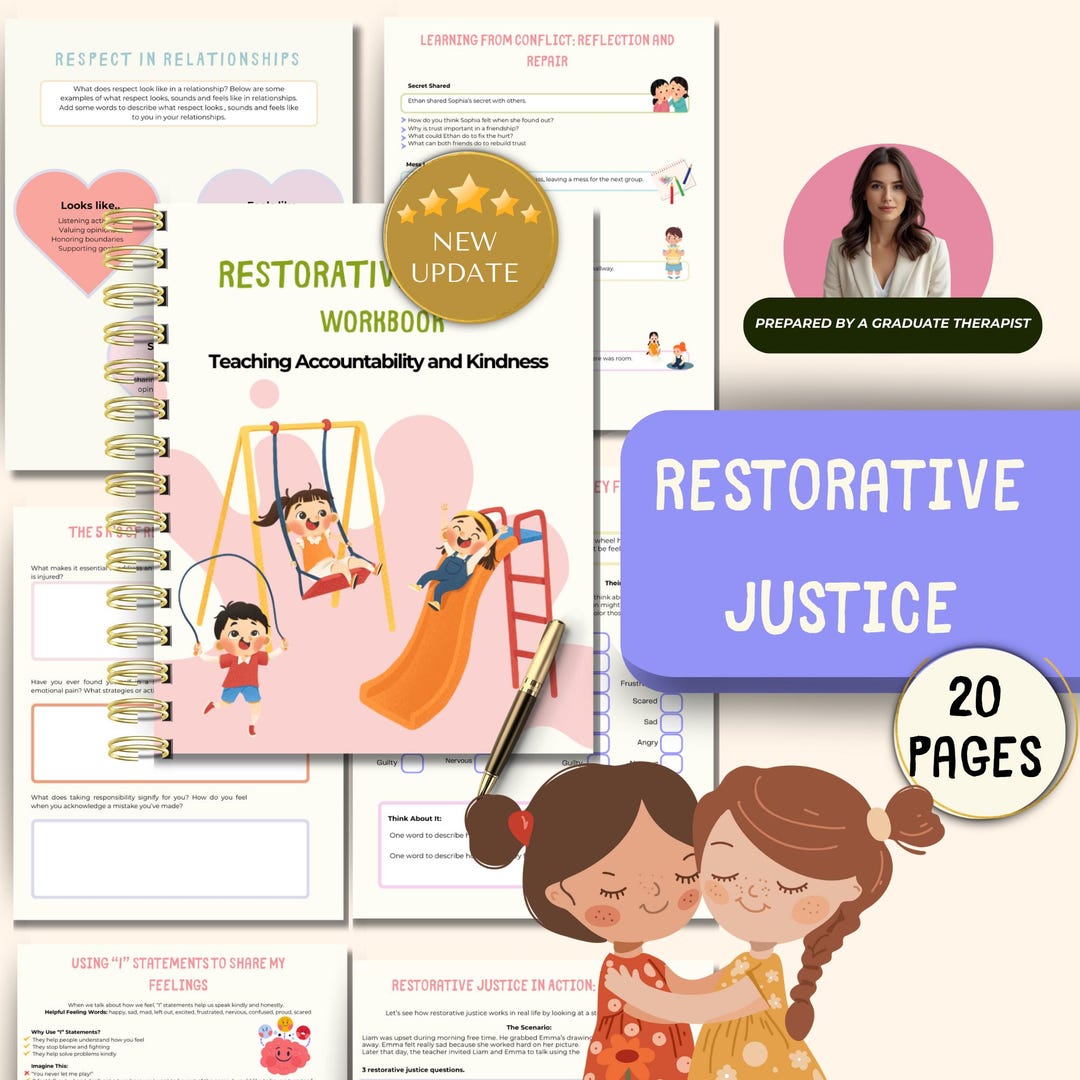 Restorative Justice Kids Workbook, Coping Skills, Social Workers ...