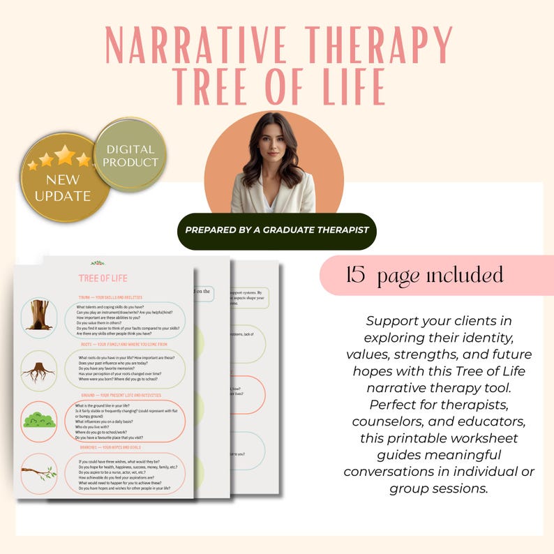 Narrative Therapy Life Worksheet , Tree of Life Worksheets, Trauma ...