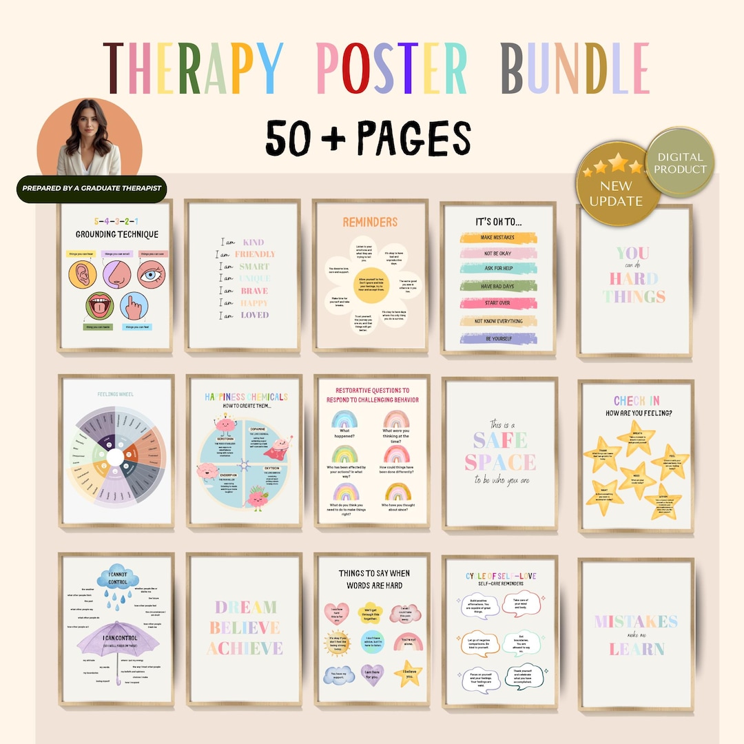 Calm Down Posters Grief Poster Counselor Office Therapy Decor Boho ...