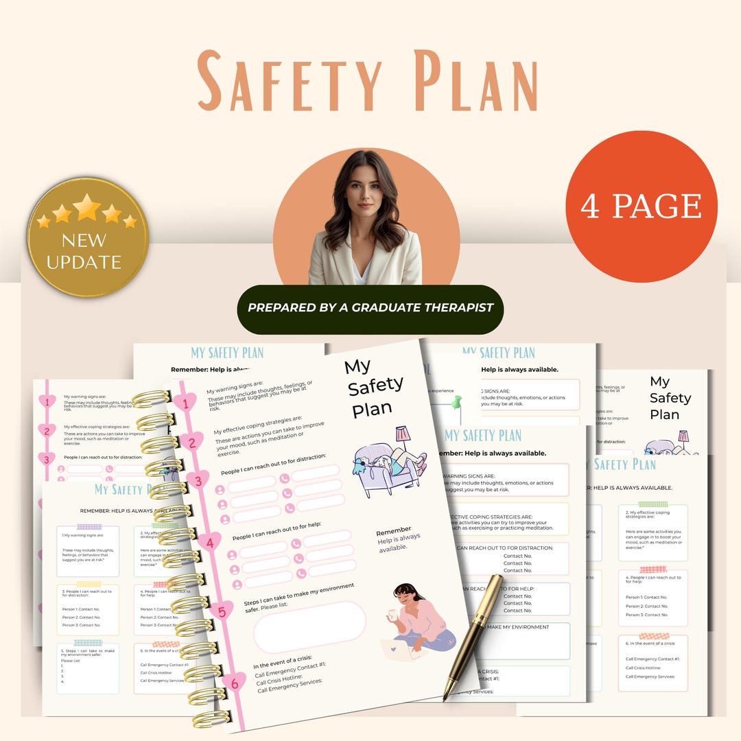 Safety Plan Worksheets, Crisis Plan Workbook, Counseling Tool, BPD ...