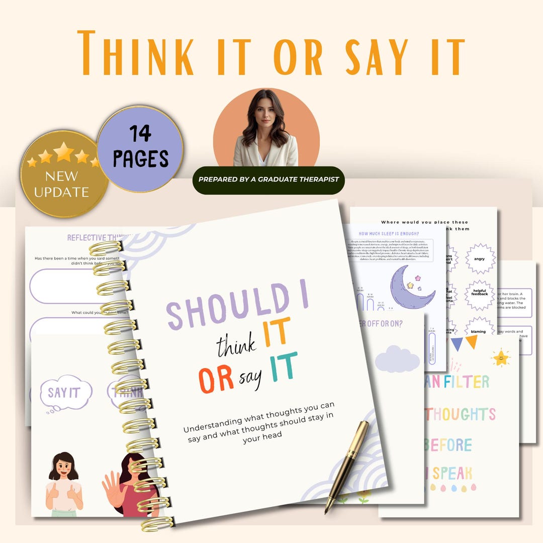 Think It or Say It Worksheets, Social Filter Activities, School ...