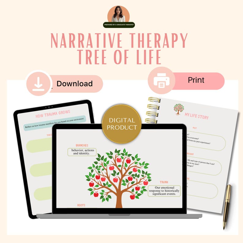 Narrative Therapy Life Worksheet , Tree of Life Worksheets, Trauma ...