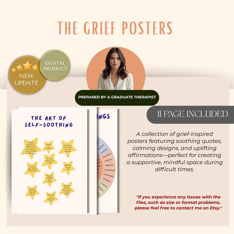 Grief Posters Bundle, Stages of Grief Prints, Growing Around Grief ...