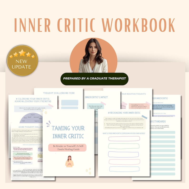 Inner Critic Therapist-designed & Self-compassion Workbook | CBT ...
