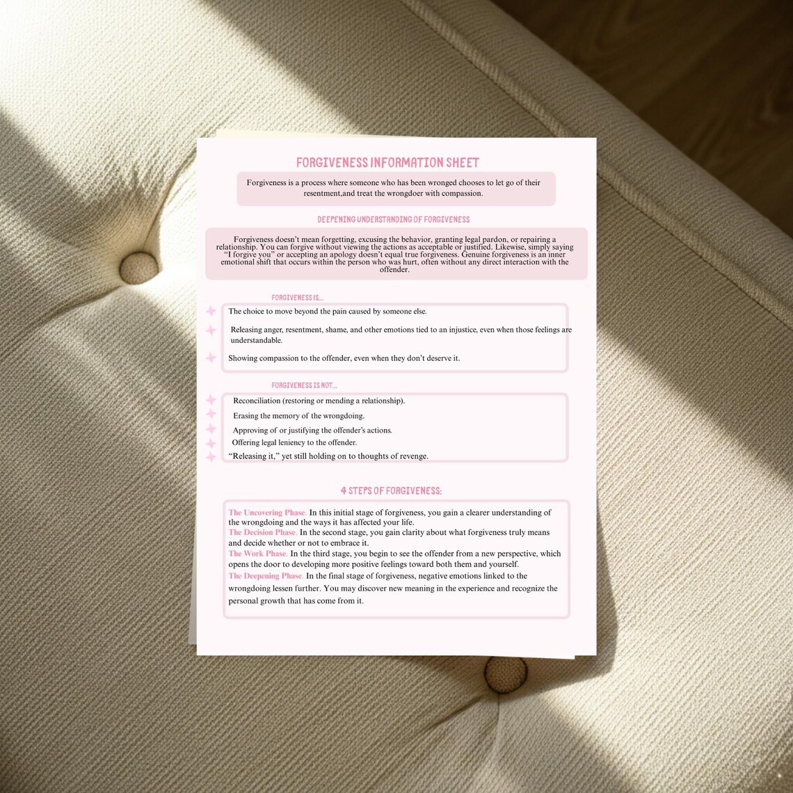 Self-forgiveness Therapy Worksheets, Self Help Self Growth Worksheets ...