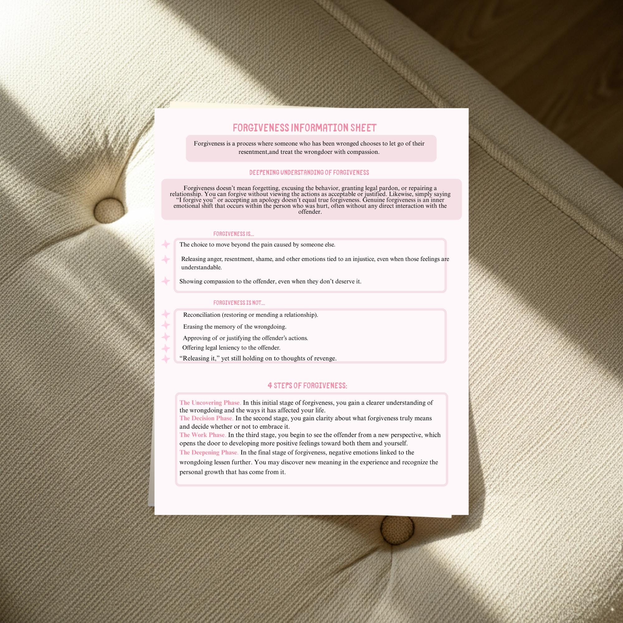 Self-forgiveness Therapy Worksheets, Self Help Self Growth Worksheets ...