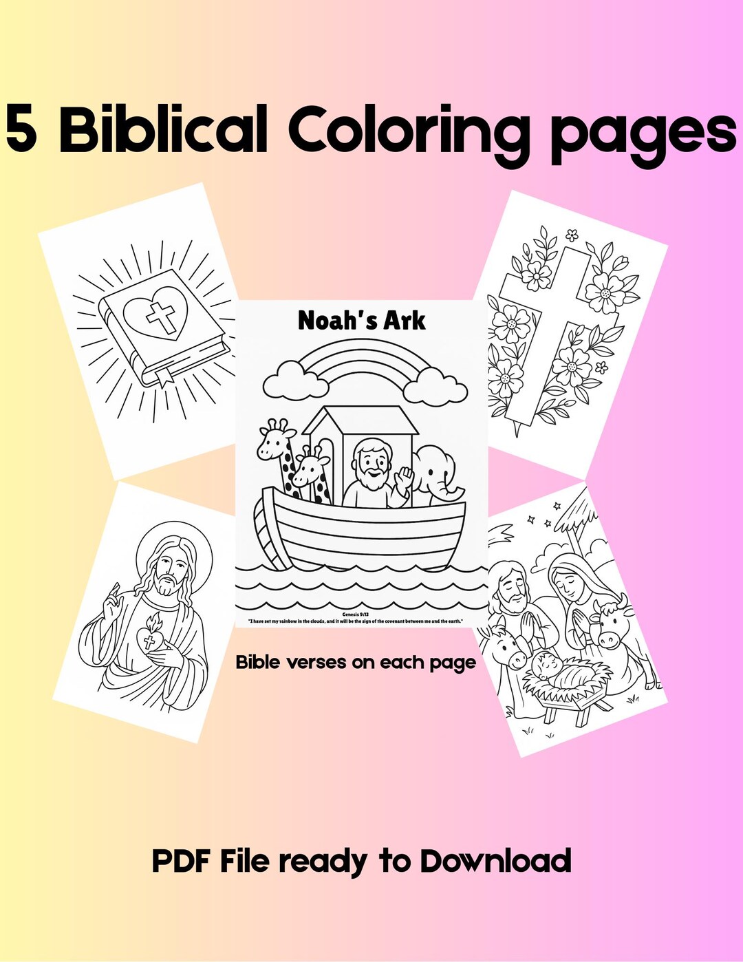 Biblical Coloring Pages for Kids, Christian Art (digital Download) - Etsy